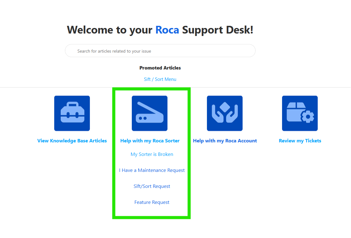 Using the Roca Support Desk – Roca Robotics